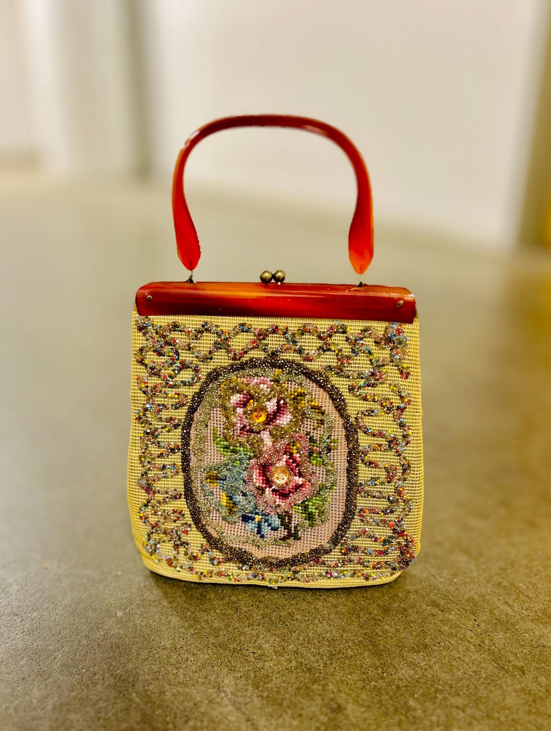 Pristine Vintage 1950s Lucite Top-handle Purse W/kiss Lock Satin Lined ...