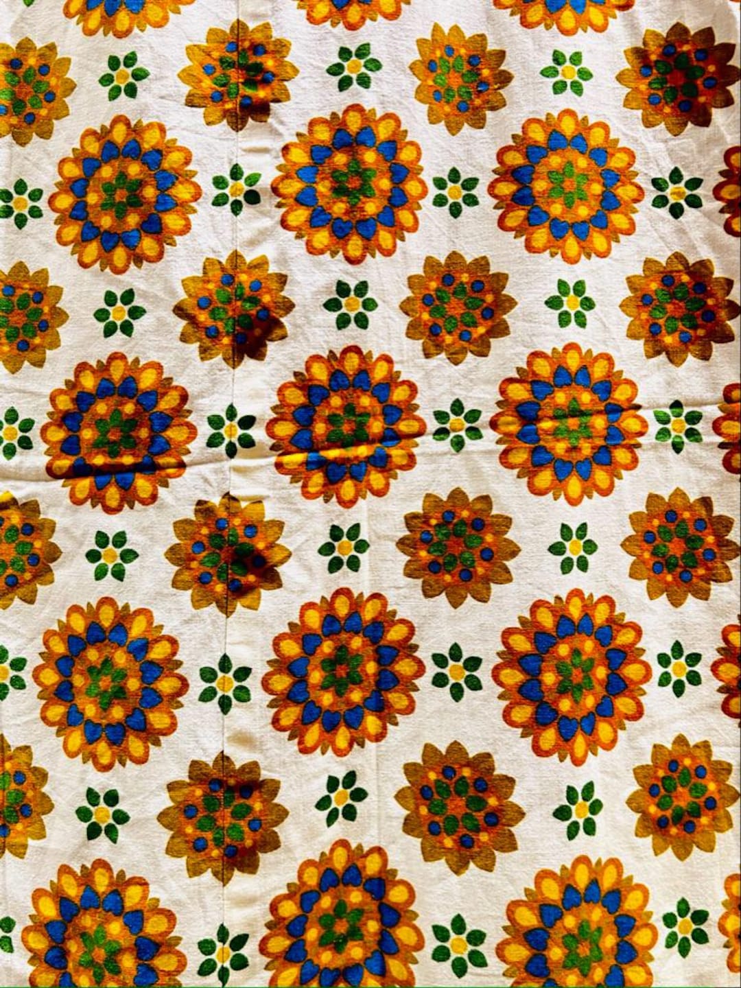 Vintage Folk Art/scandi Design Material/table Cloths- 70's Hippy Boho ...