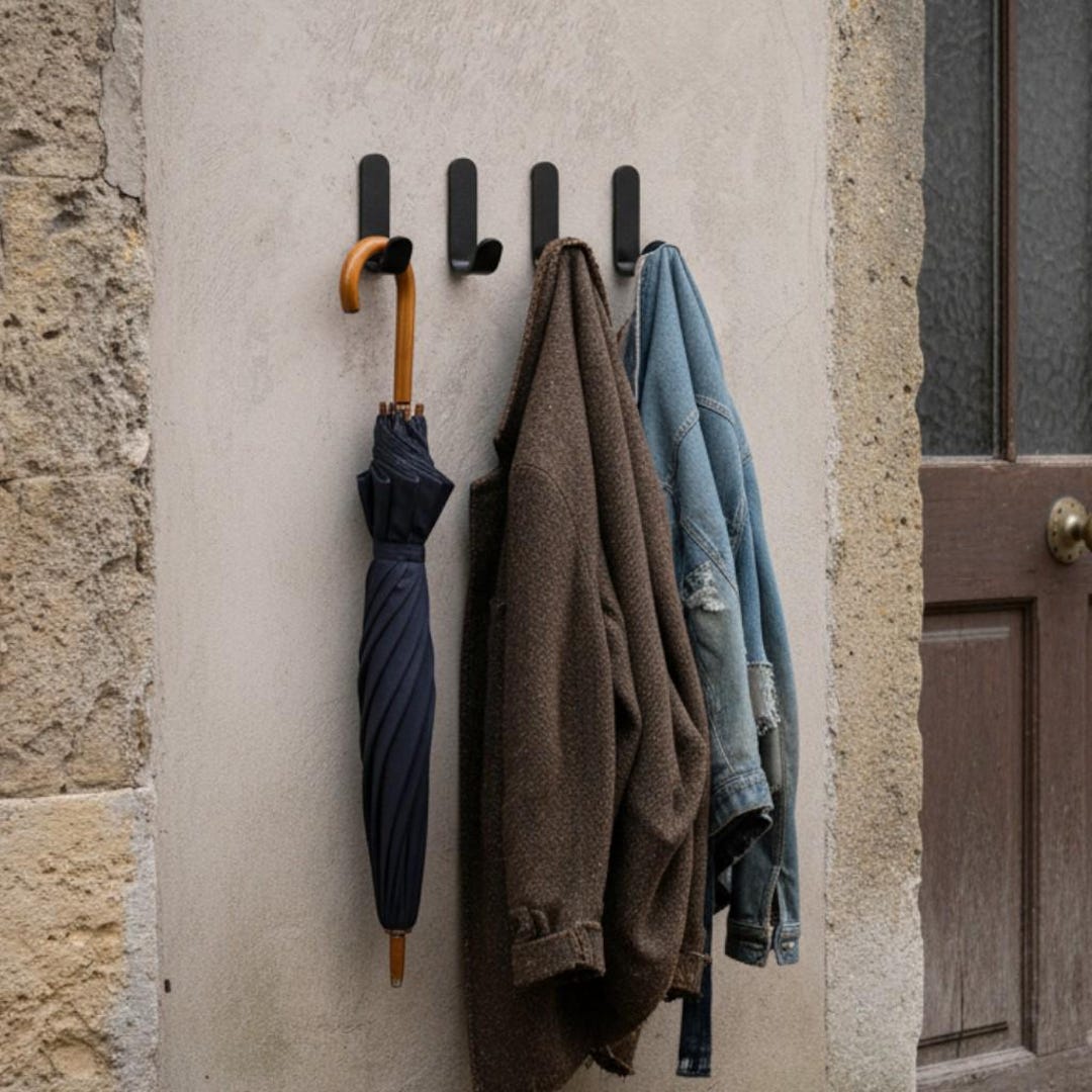 Outdoor Metal Wall Hooks, Waterproof Black Coat Hooks for Porch, Patio ...