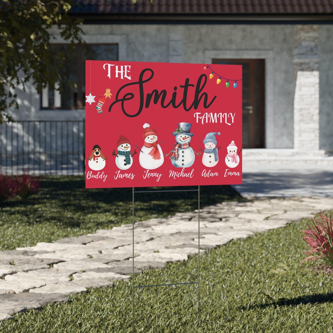 Personalized Christmas Yard Sign Custom Family Name Mantle Photo ...