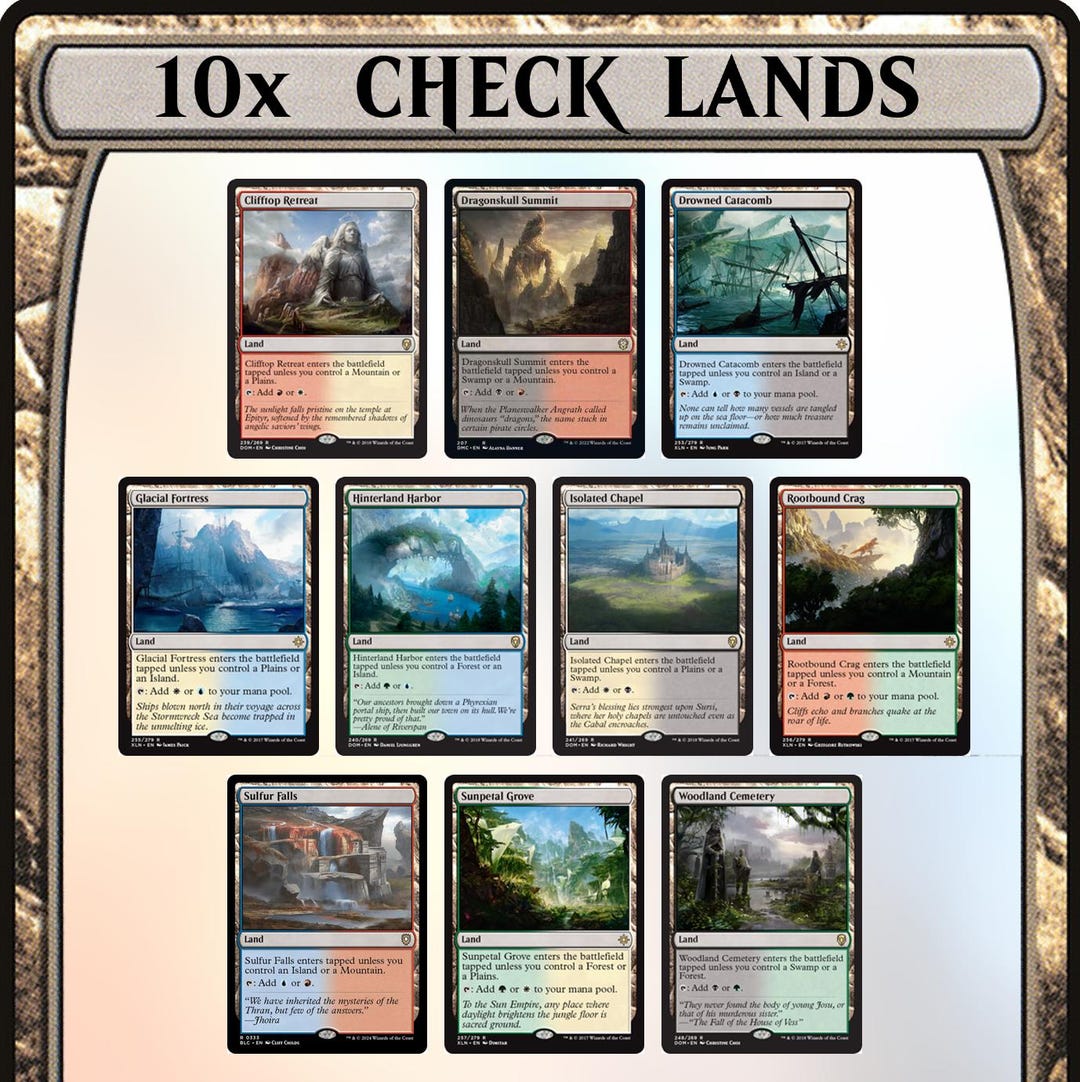 10x CHECK Dual Lands Rare Full Set of Dual 2-color for Commander MTG ...