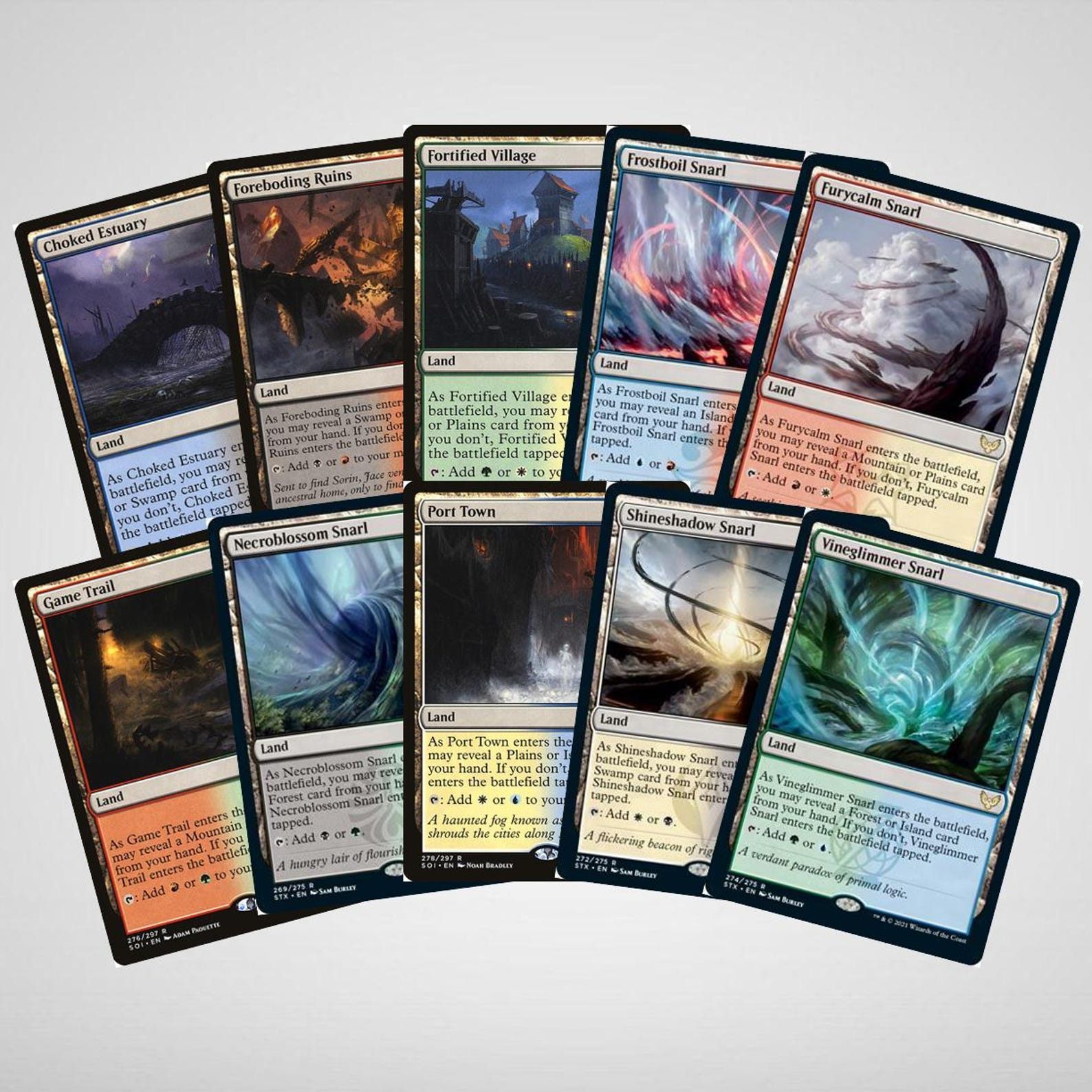 10x REVEAL Dual Lands Rare Full Set of Dual 2-color for Commander MTG ...
