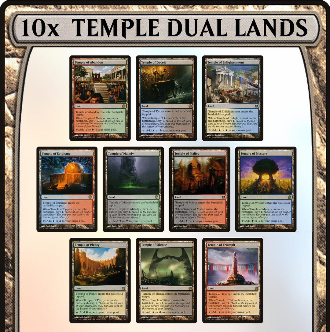 FULL Set Temples Scry Lands All 2-color Dual Commander Staples EDH - Etsy
