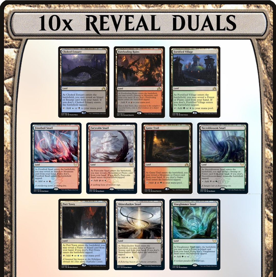 10x REVEAL Dual Lands Rare Full Set of Dual 2-color for Commander MTG ...