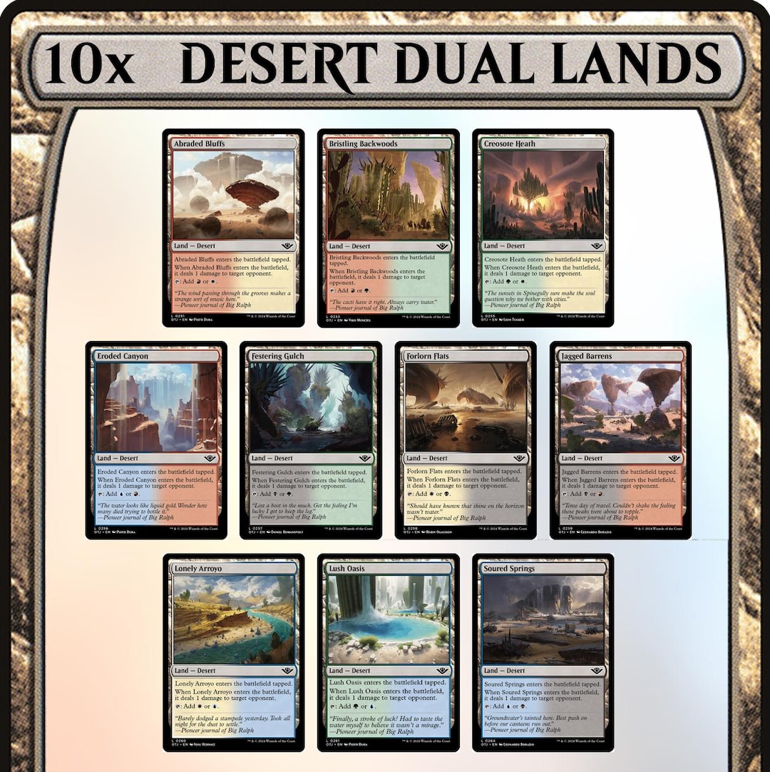 All 10 Desert - Ping / Damage Land EDH MTG Dual Lands - OTJ Damage ...