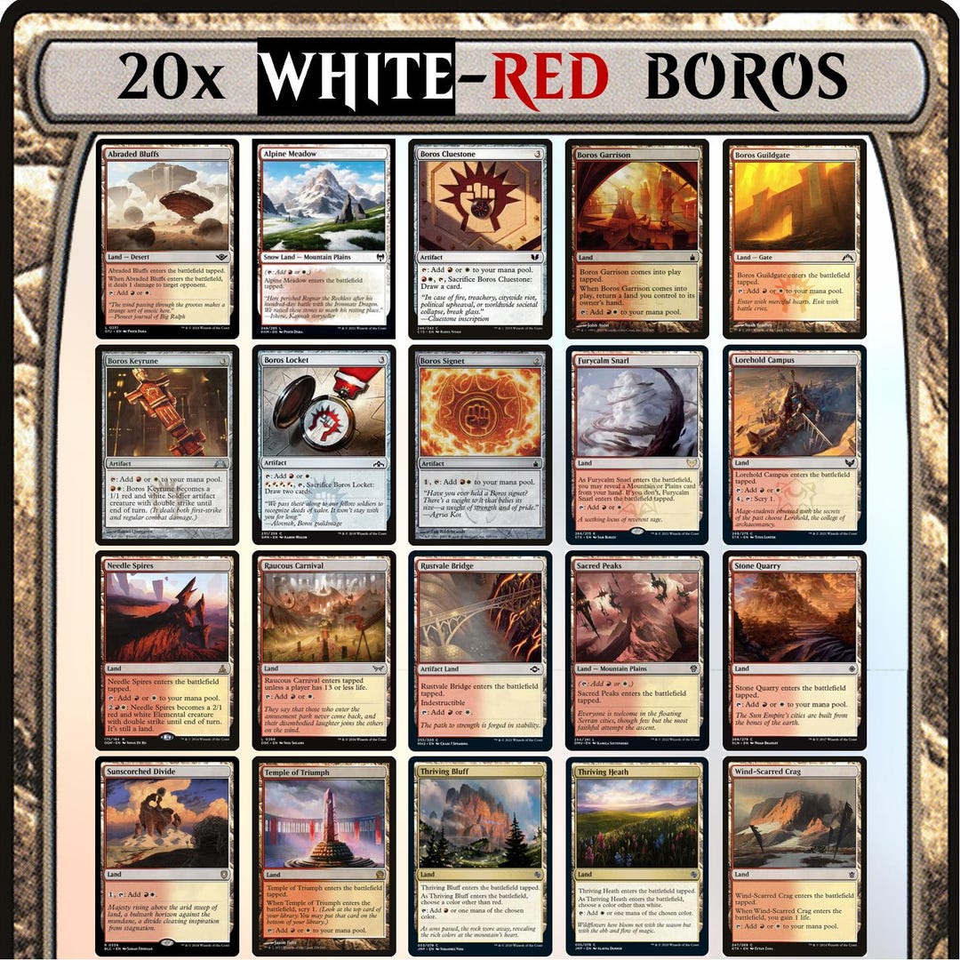 MTG White Red Commander Starter Kit - 20 Cards - BOROS Bundle Including ...