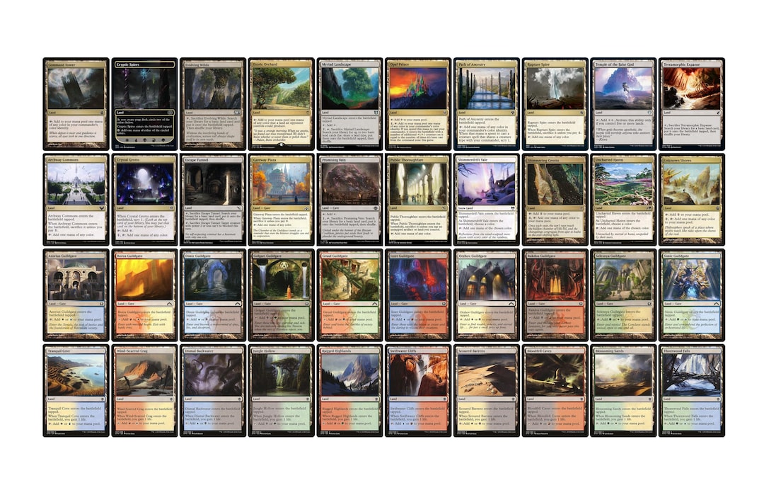 40 MTG Staple Lands for COMMANDER - Command Tower, Lifegain, Guildgate, Utility - Etsy