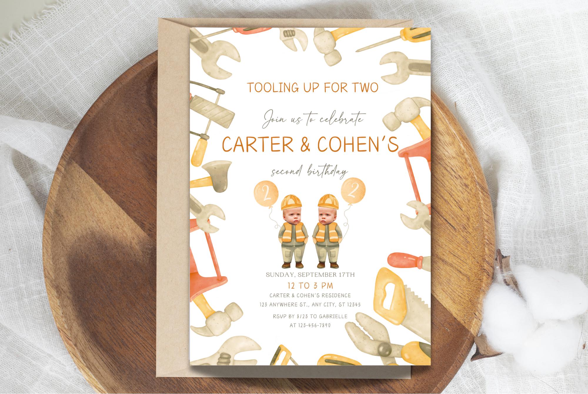 Editable Twins First Second Third Birthday Invitation Tools ...