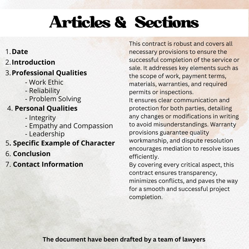 Editable Character Reference Letter - PDF and Word | A4 & US Letter - Etsy