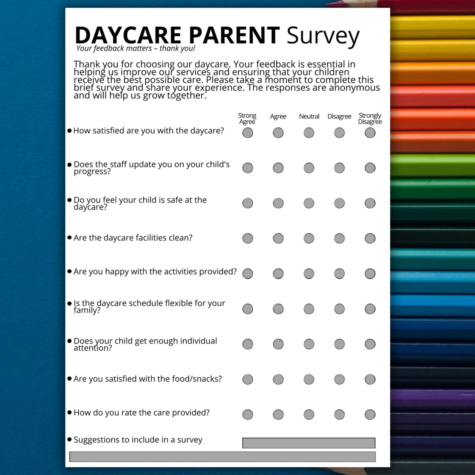 Parent Survey and Feedback Form | Preschool and Nursery Review ...
