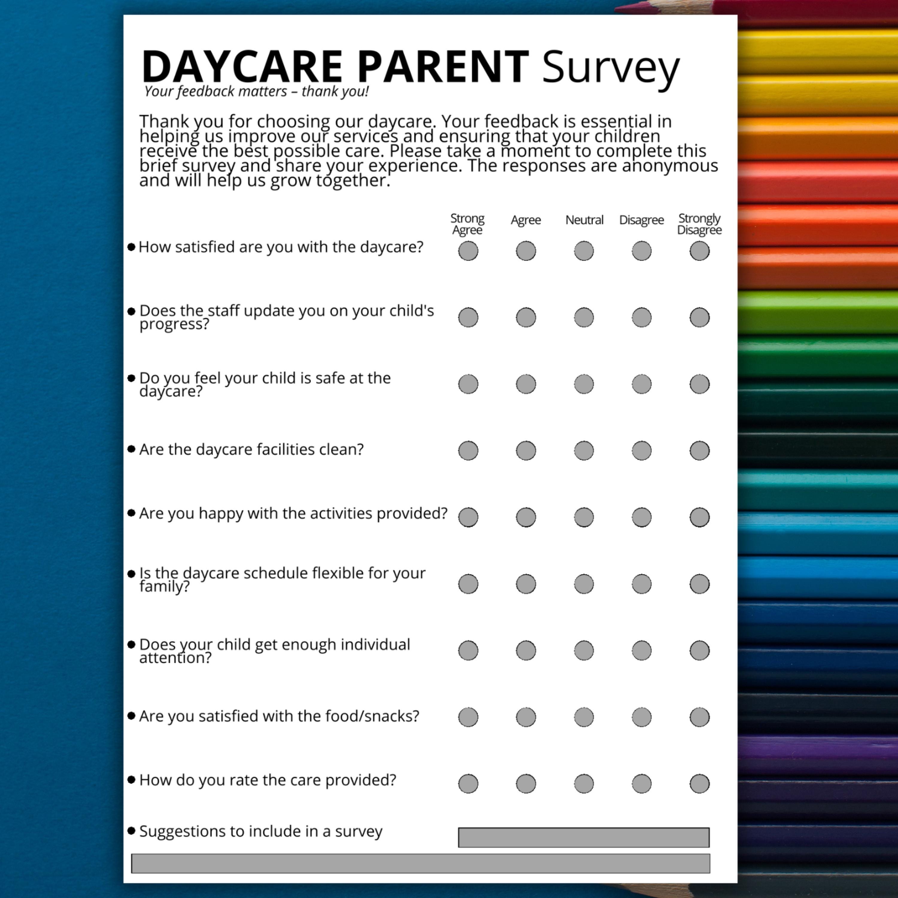 Parent Survey and Feedback Form | Preschool and Nursery Review ...
