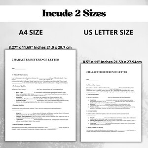 Editable Character Reference Letter - PDF and Word | A4 & US Letter - Etsy