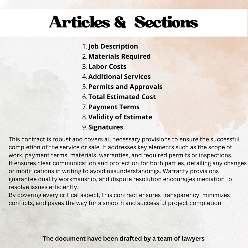 Editable Job Estimate Template - PDF | Word | A4 & US Letter Size - Etsy