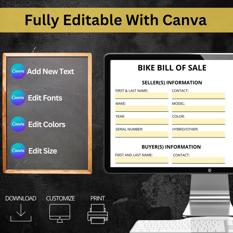 Editable Bike Bill of Sale Template – PDF A4 & US Letter - Etsy