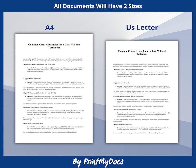 Editable Last Will and Testament Template | Legal Will Guide and Form ...
