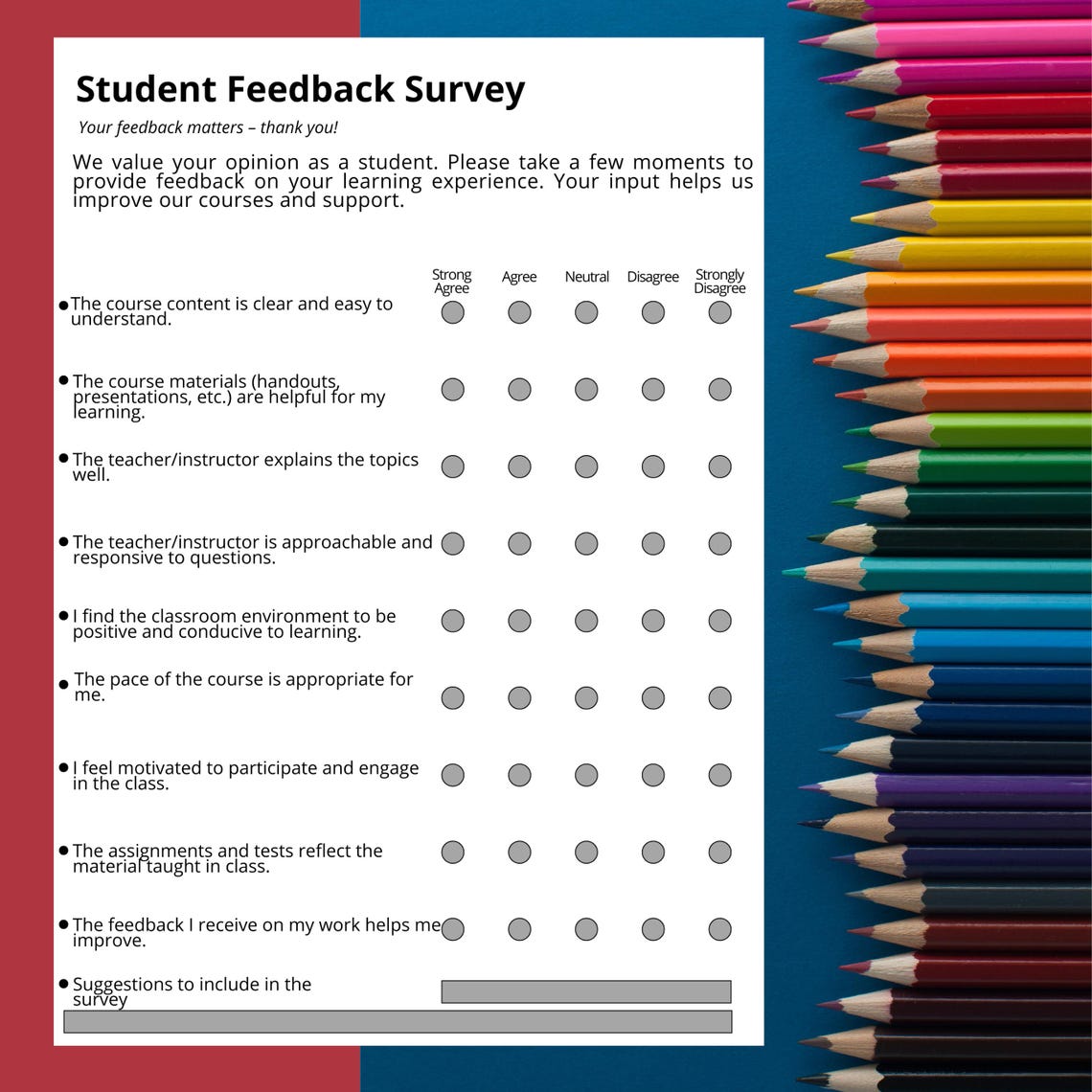 Student Survey and Feedback Form | School and University Review ...