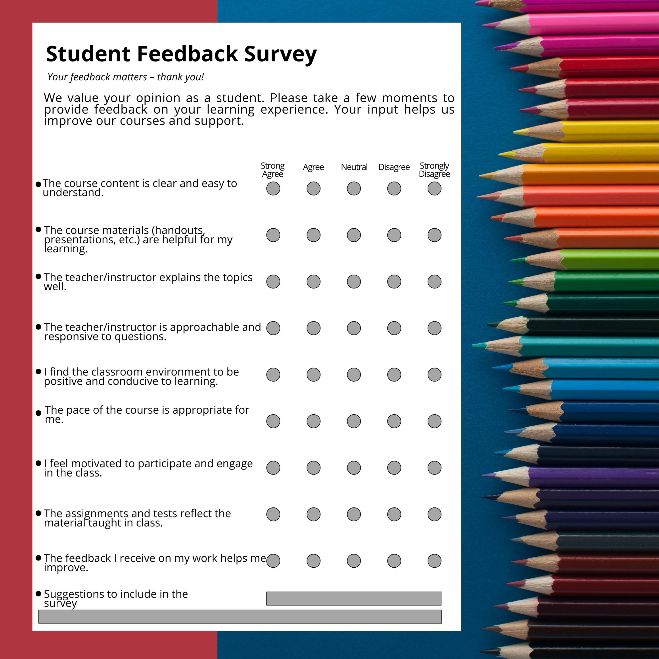 Student Survey and Feedback Form | School and University Review ...