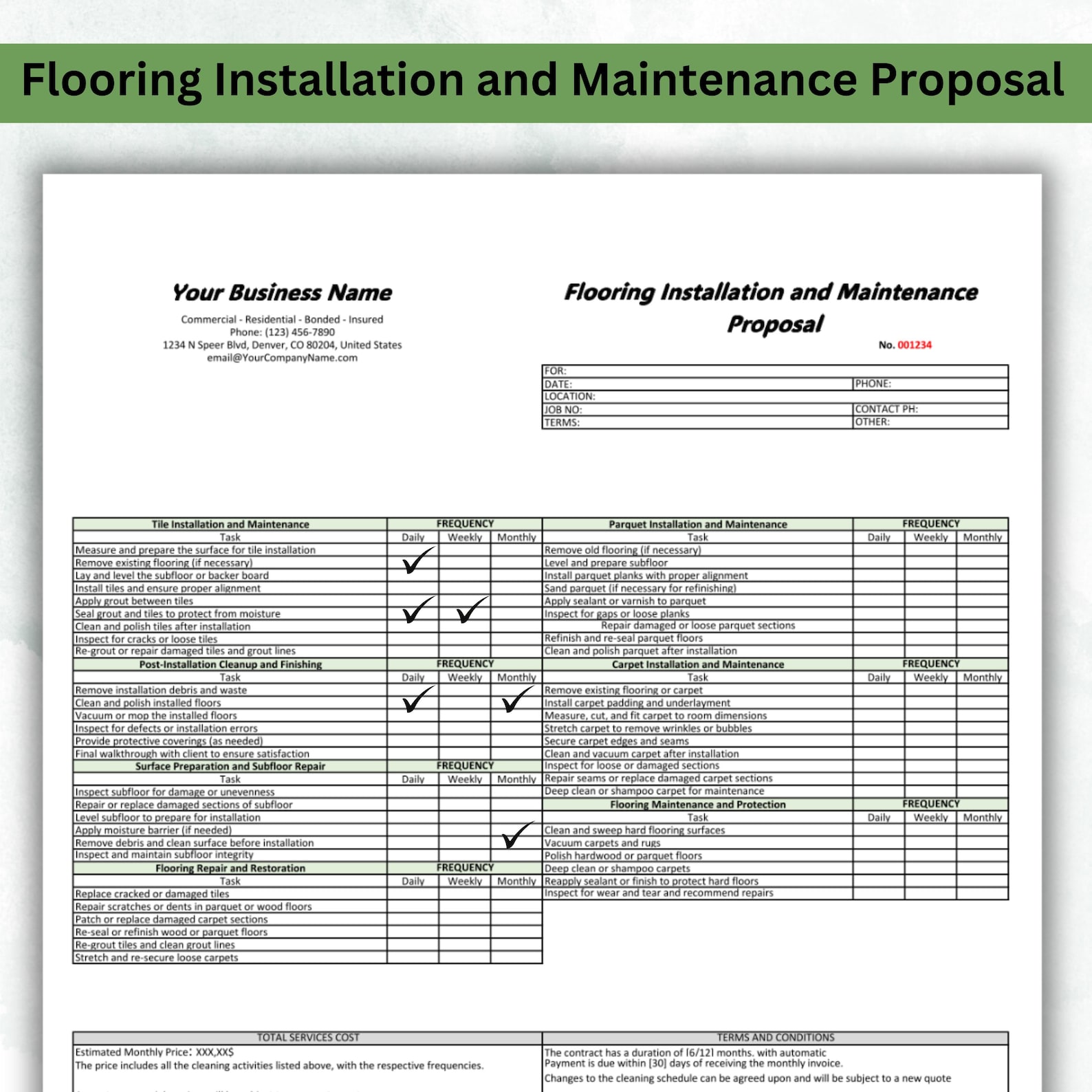 Editable Flooring Installation and Maintenance Proposal - Client ...