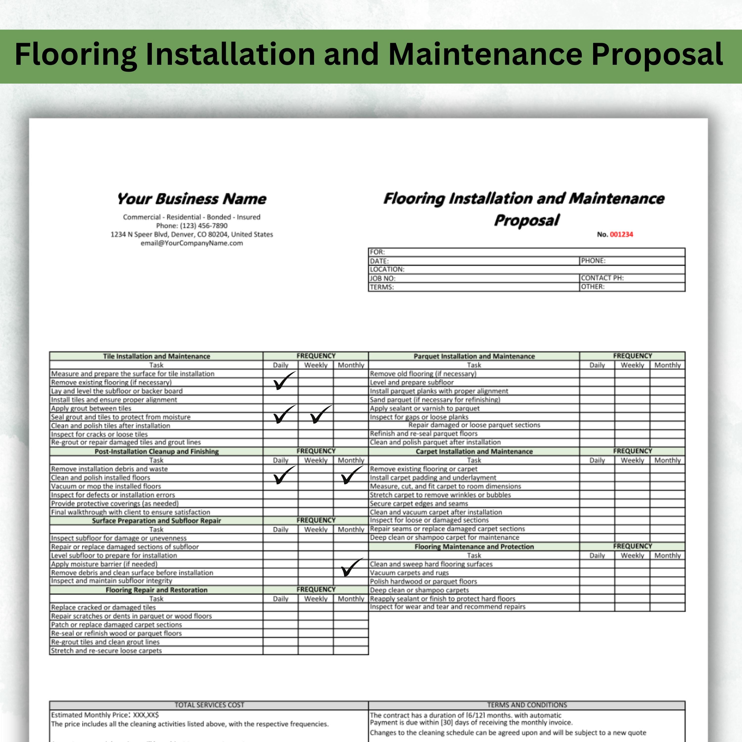 Editable Flooring Installation and Maintenance Proposal - Client ...
