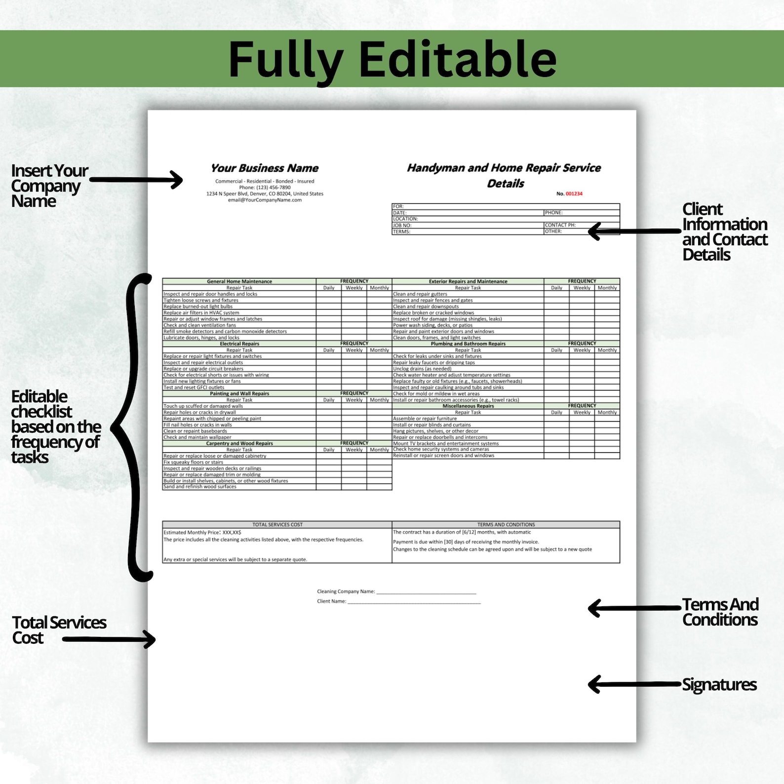 Editable Handyman and Home Repair Service Proposal - Client Contract ...