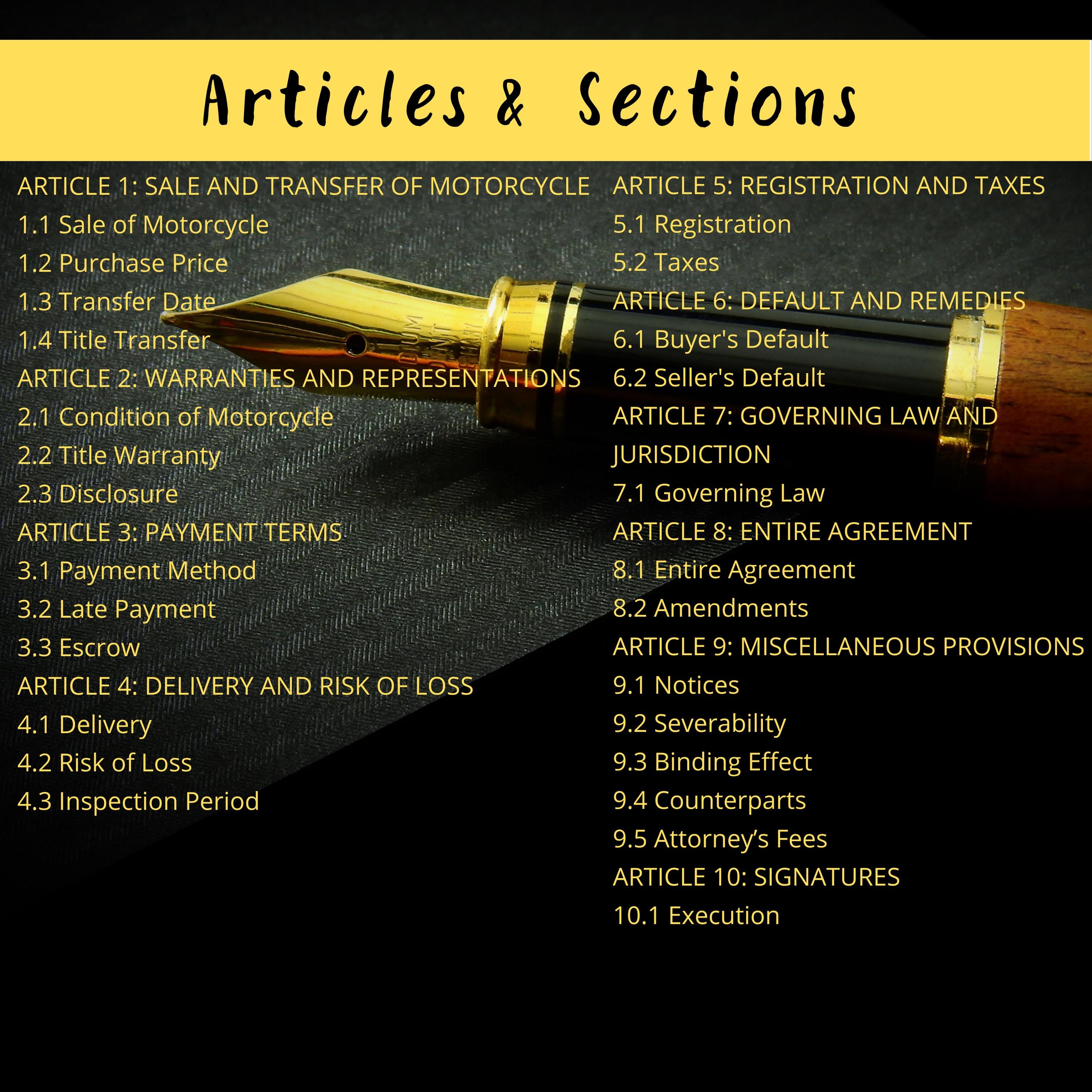 Motorcycle Sale Agreement | Editable PDF, Google Doc, Word | Legal ...