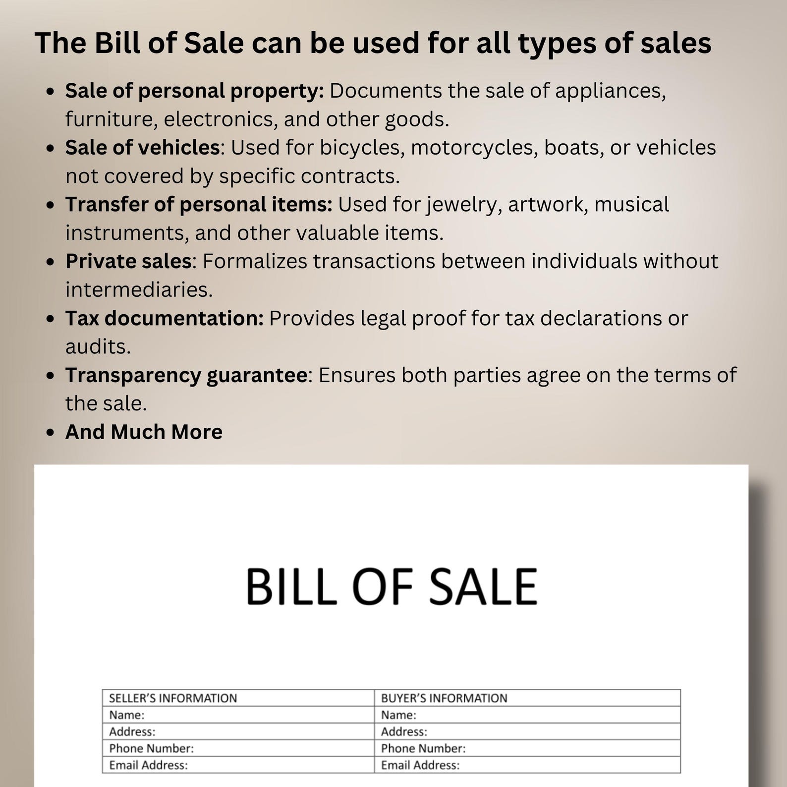 Universal Bill of Sale Template – Editable Template | PDF & Word A4/US ...