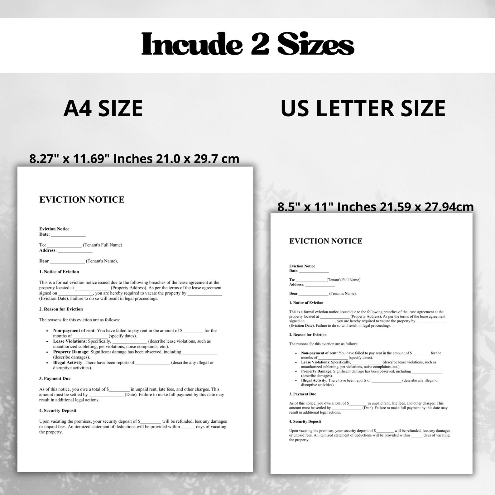 Editable Eviction Notice Template - PDF | Word | A4 & US Letter Size - Etsy