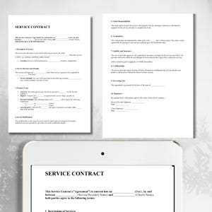 Editable Service Contract Template - PDF | Word | A4 & US Letter Size ...
