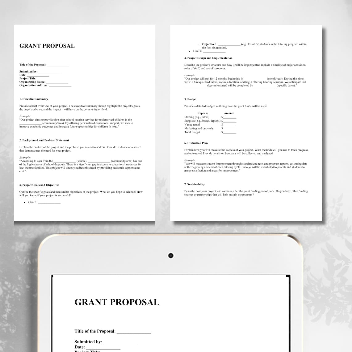 Editable Grant Proposal Template - PDF | Word | A4 | US Letter Size - Etsy
