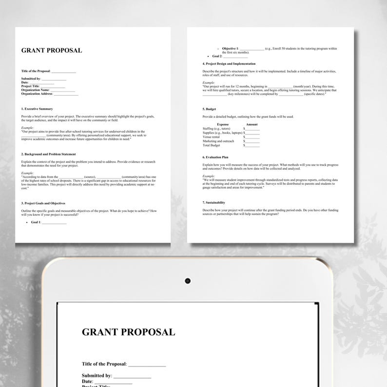 Editable Grant Proposal Template - PDF | Word | A4 | US Letter Size - Etsy