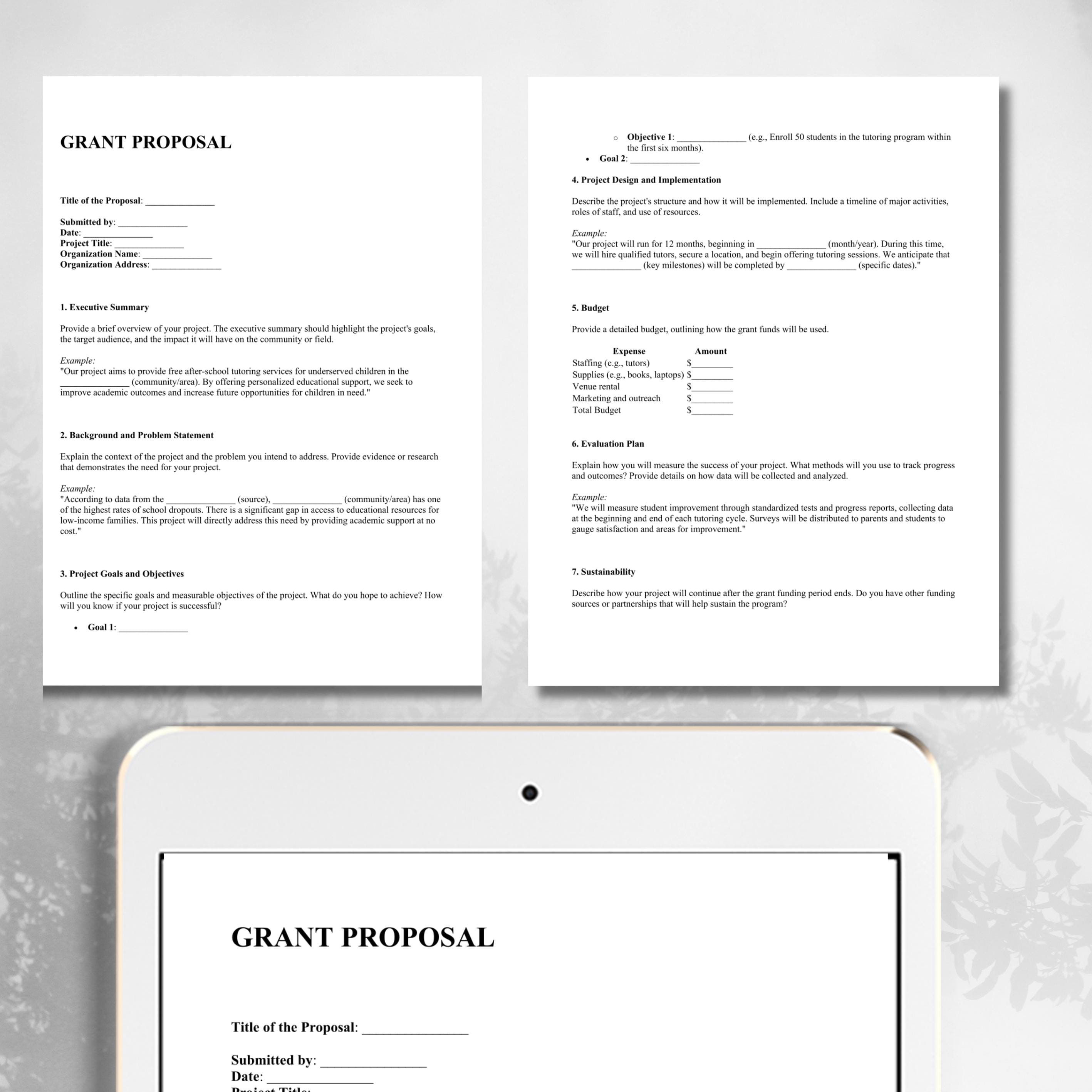 Editable Grant Proposal Template - PDF | Word | A4 | US Letter Size - Etsy