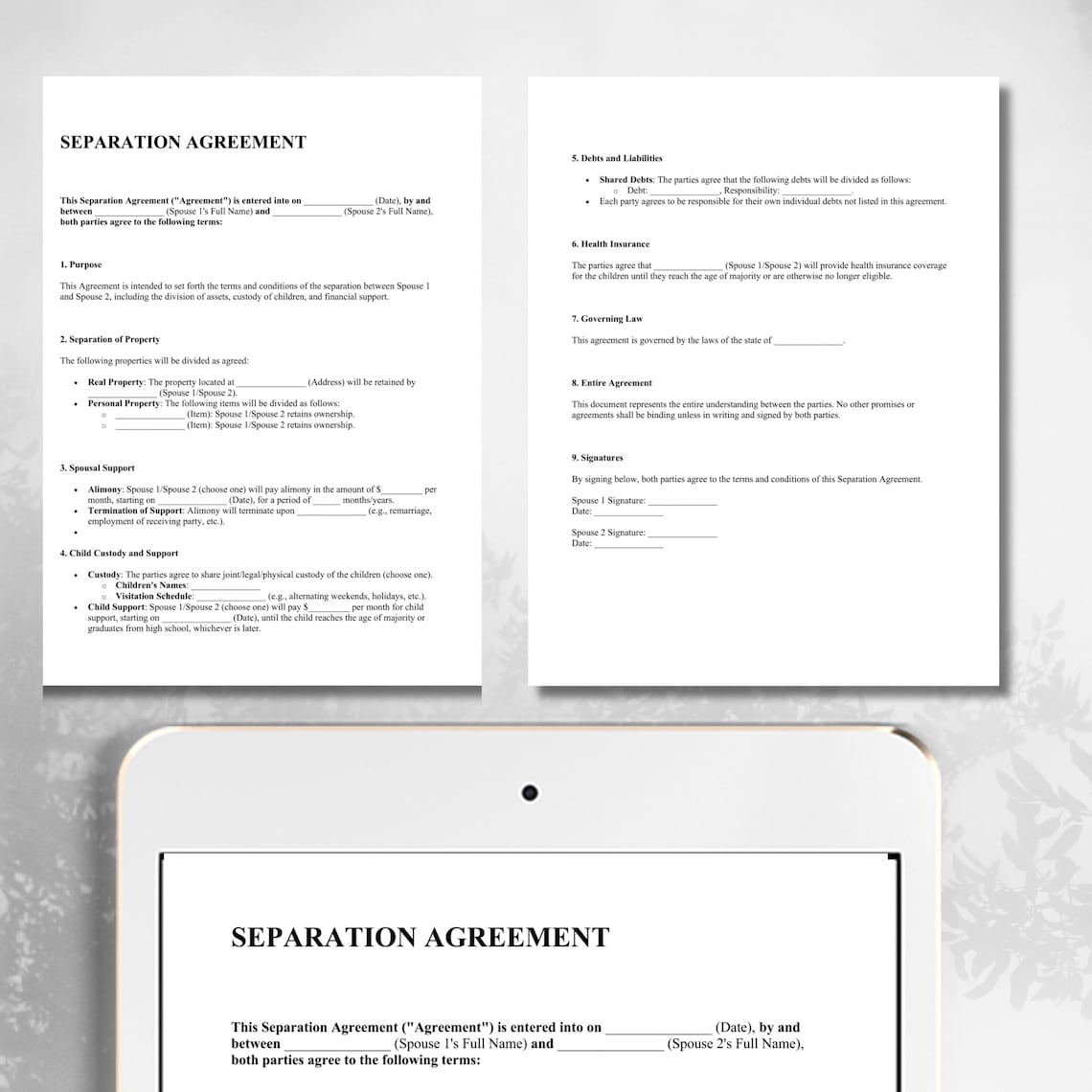 Editable Separation Agreement - PDF | Word | A4 & US Letter Size - Etsy