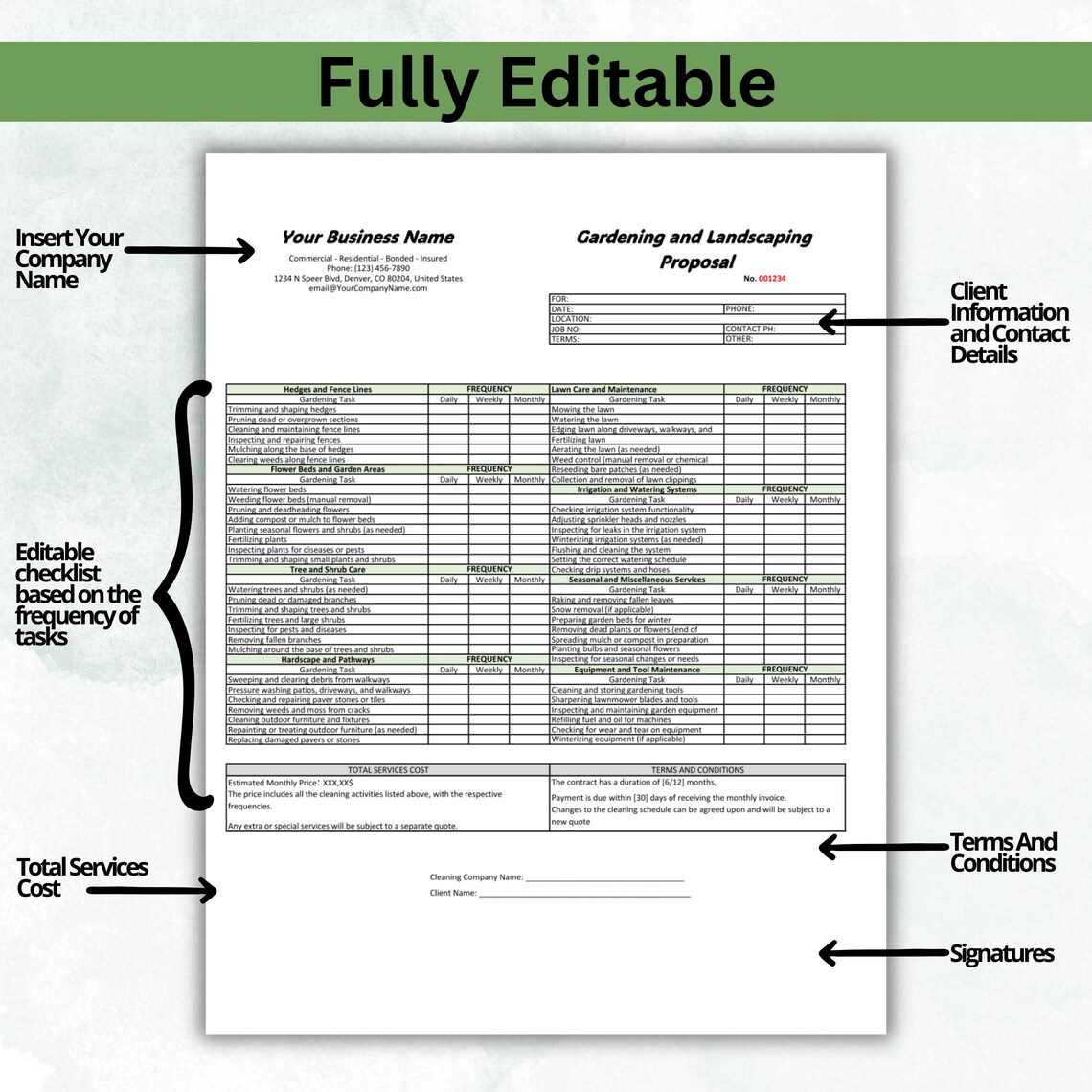 Editable Gardening and Landscaping Proposal - Client Contract Template ...
