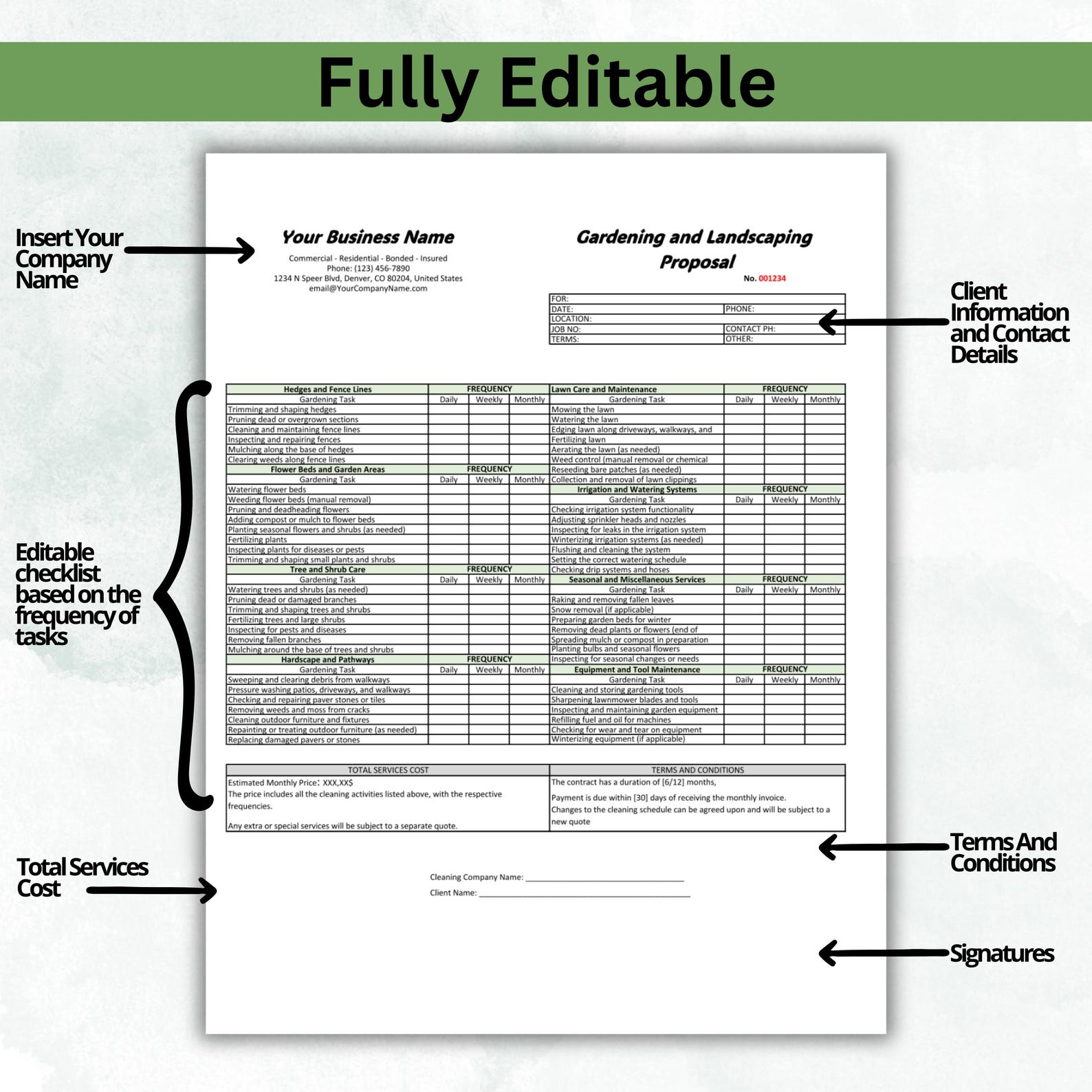 Editable Gardening and Landscaping Proposal - Client Contract Template ...