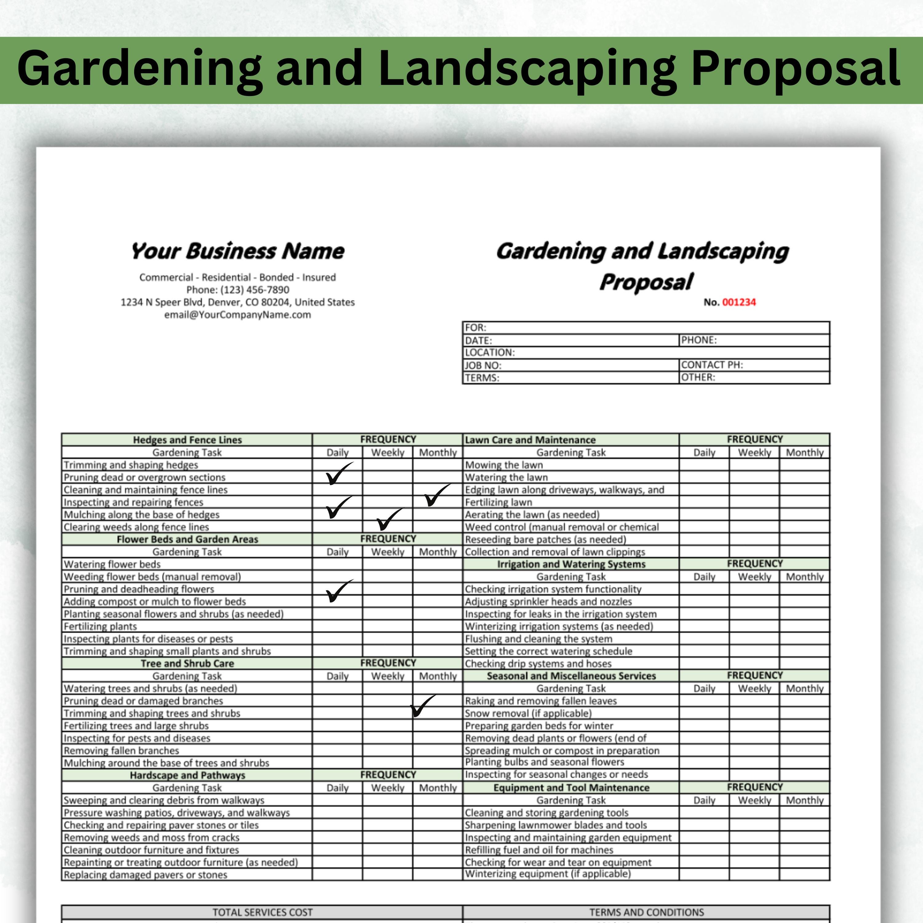 Landscape Maintenance Schedule Template Landscape Maintenance Schedule
