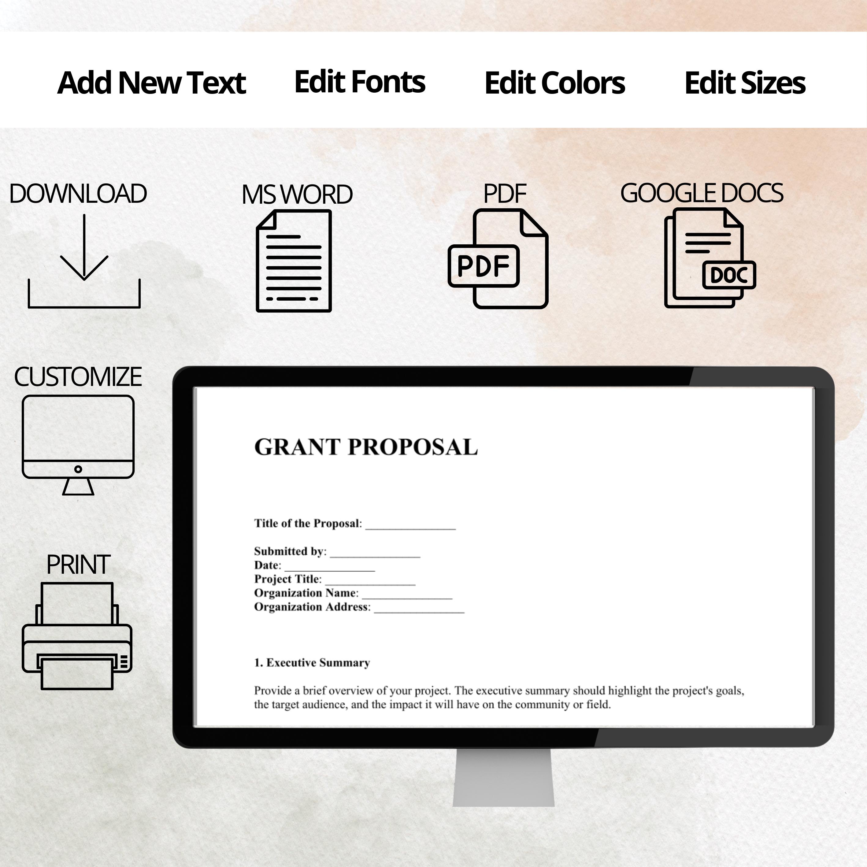 Editable Grant Proposal Template - PDF | Word | A4 | US Letter Size - Etsy