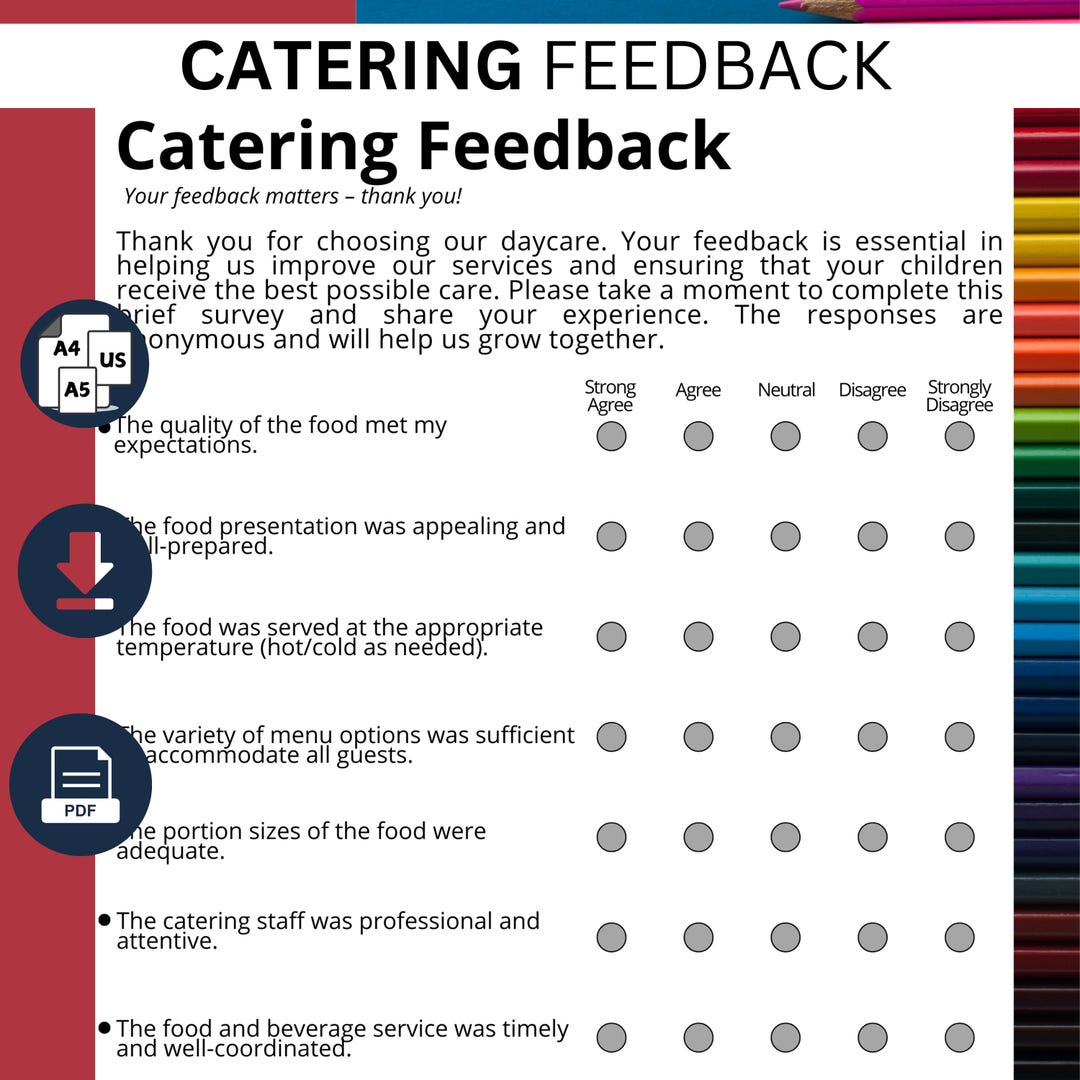 Catering Survey and Feedback Form Client, Event, and Catering Quality ...