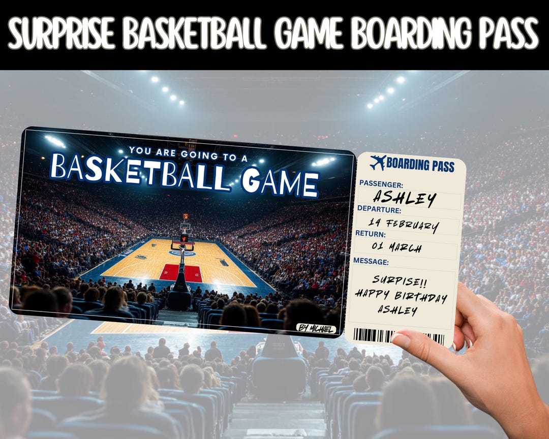 Basketball Game Boarding Pass - Custom Printable Sports Gift - Etsy