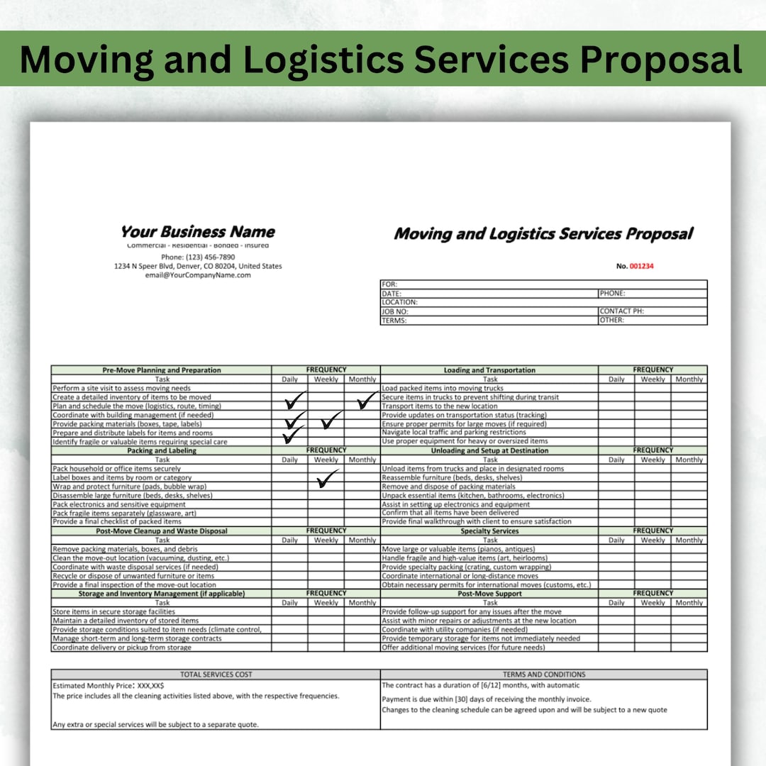 Editable Moving and Logistics Services Proposal - Client Contract ...