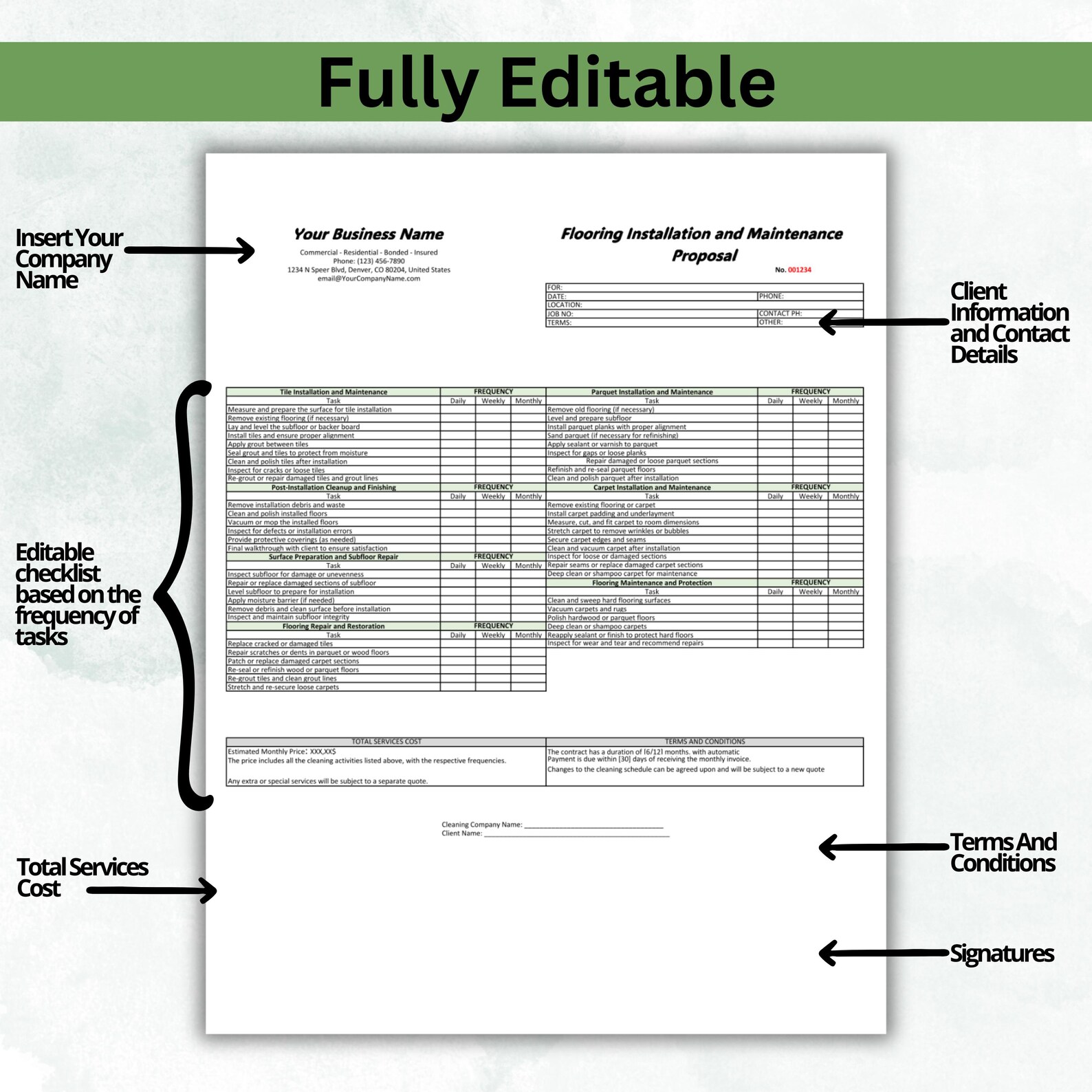 Editable Flooring Installation and Maintenance Proposal - Client ...