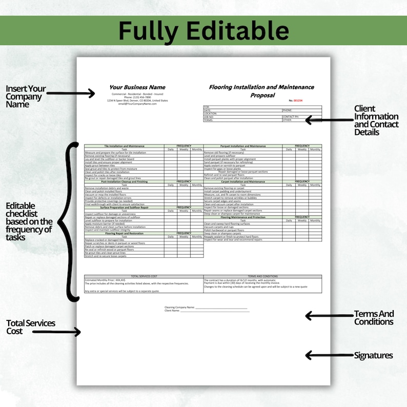 Editable Flooring Installation and Maintenance Proposal - Client ...
