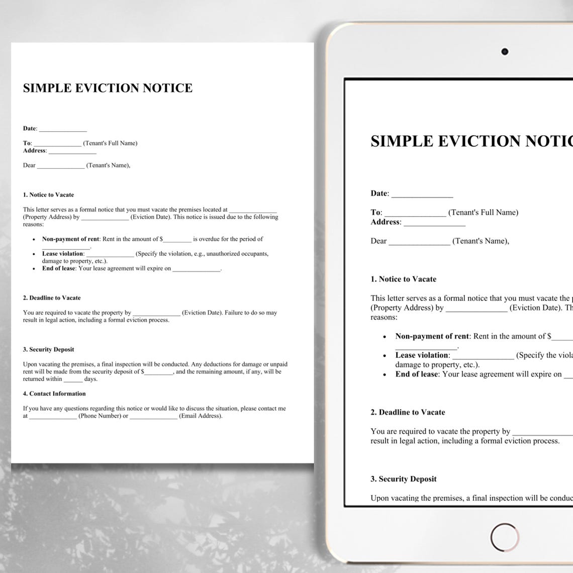 Editable Simple Eviction Notice - PDF | Word | A4 & US Letter Size - Etsy