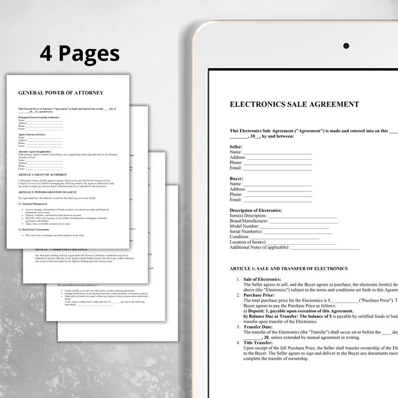 General Power of Attorney Agreement | Editable PDF, Google Doc, Word ...