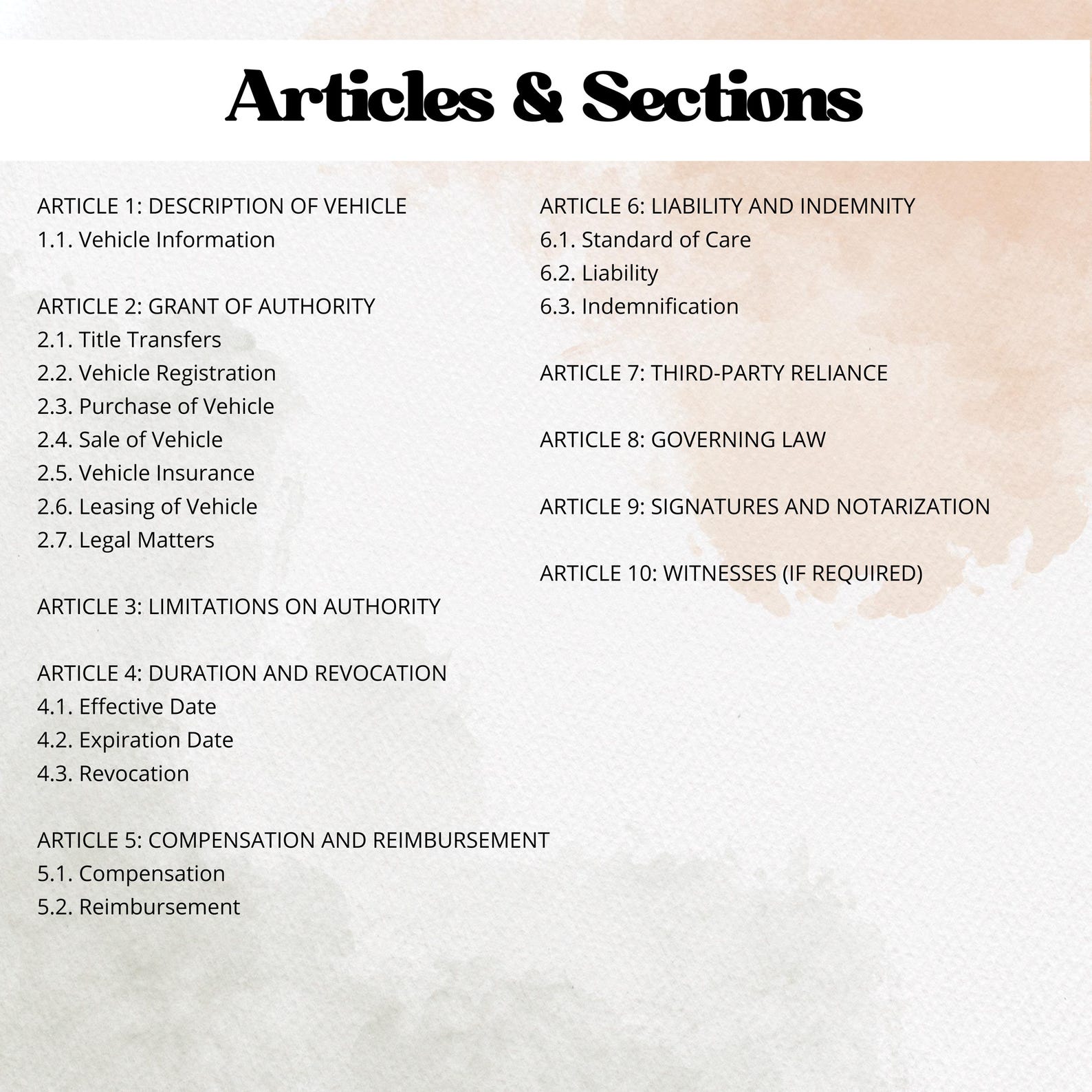 Vehicle Power of Attorney Agreement | Editable PDF, Google Doc, Word ...