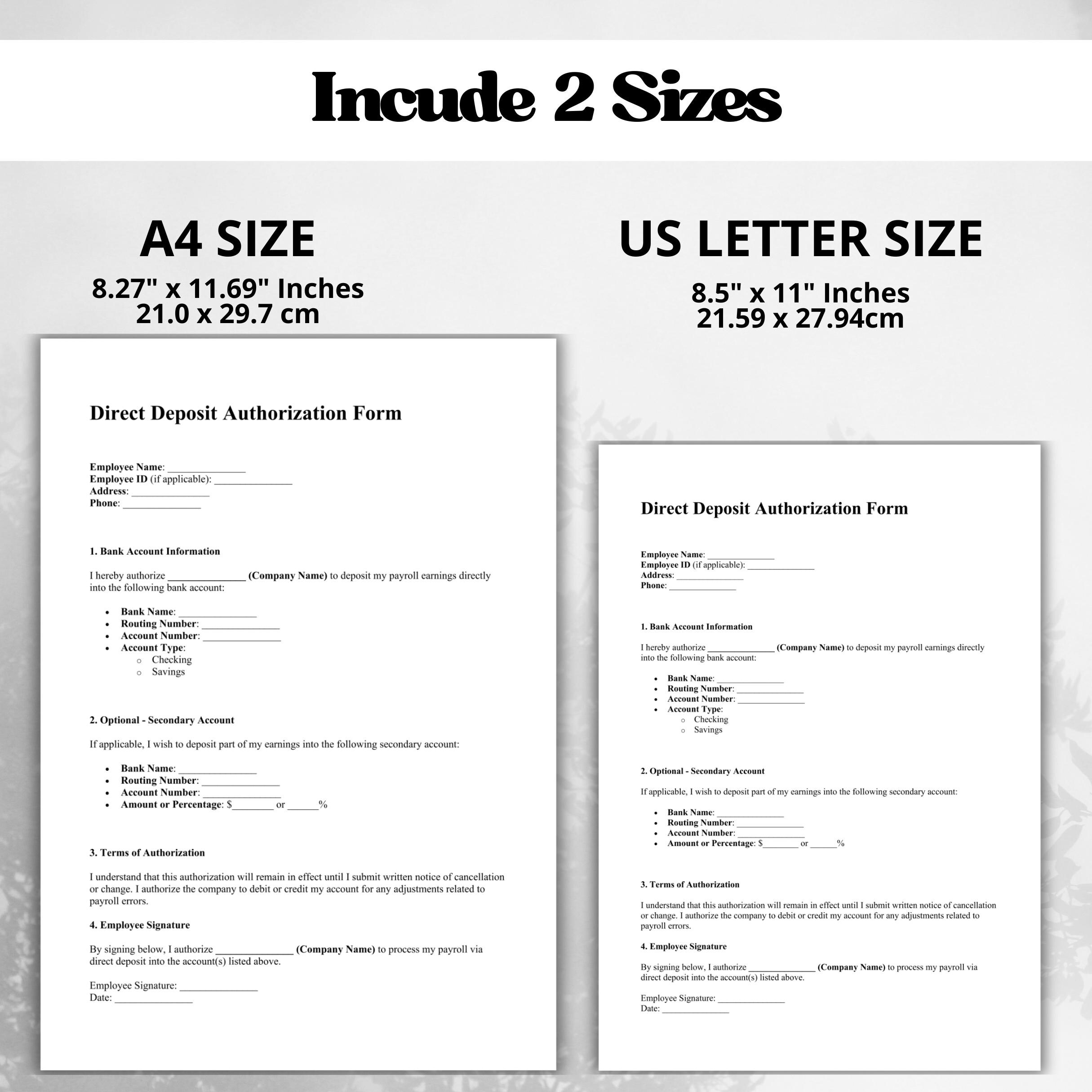Editable DDA | Direct Deposit Authorization Form – Word, PDF & Google ...