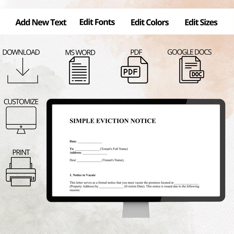 Editable Simple Eviction Notice - PDF | Word | A4 & US Letter Size - Etsy