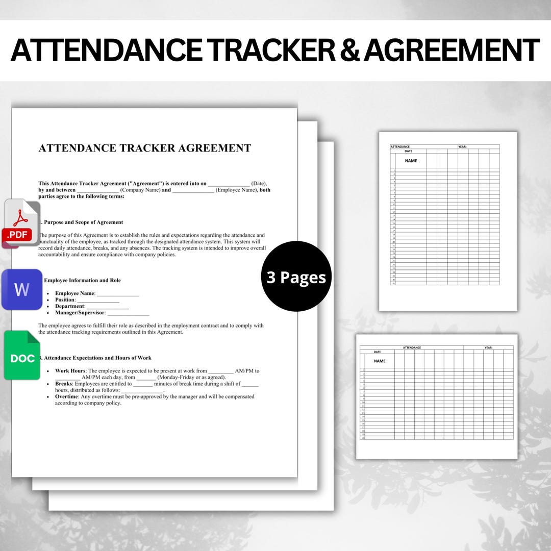 Editable Attendance Tracker PDF and Word A4 & US Letter Size - Etsy