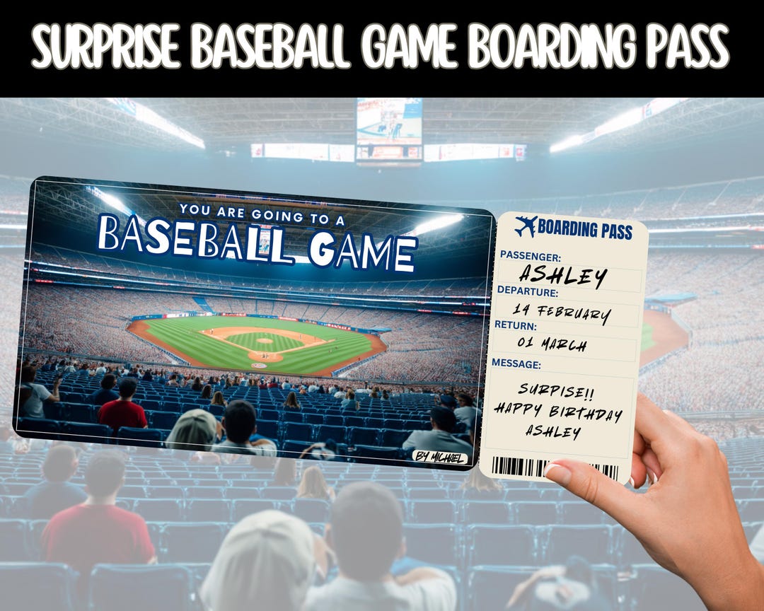 Baseball Game Boarding Pass - Sports Surprise Trip Gift - Etsy