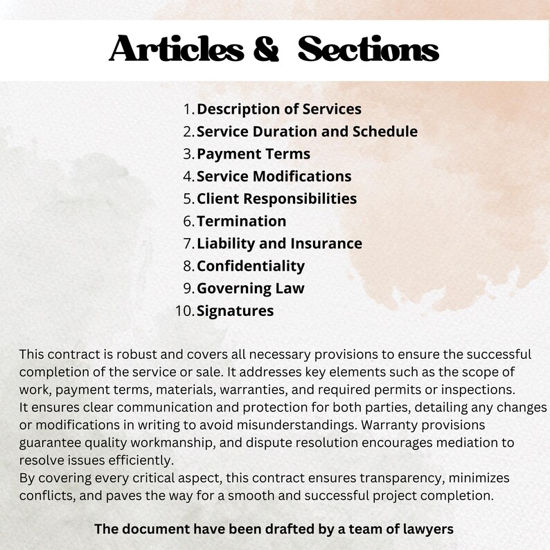 Editable Service Contract Template - PDF | Word | A4 & US Letter Size ...