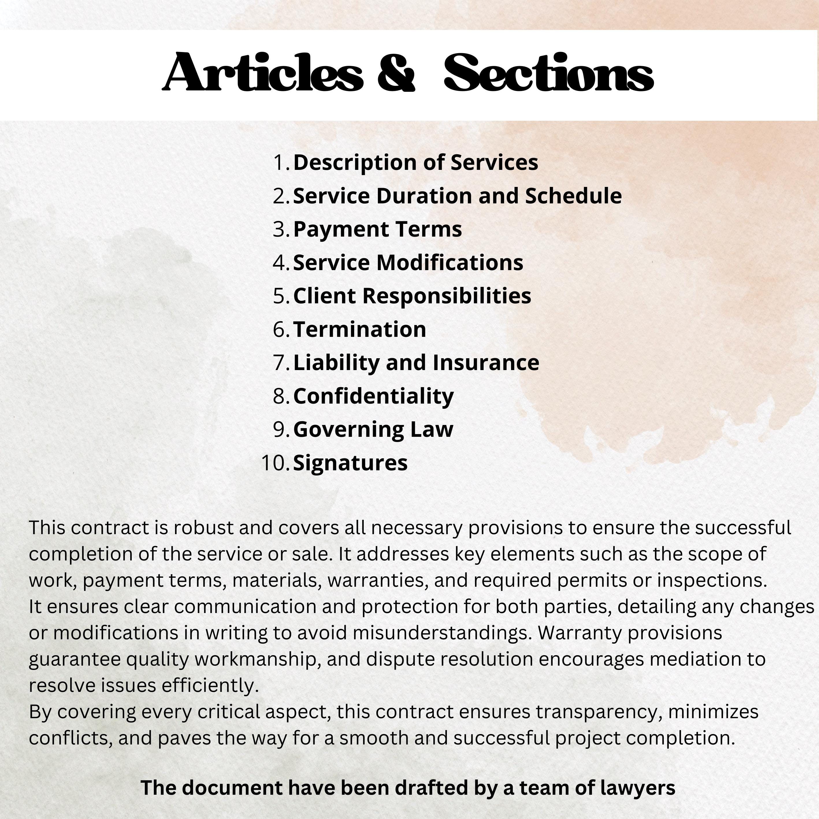 Editable Service Contract Template - PDF | Word | A4 & US Letter Size ...